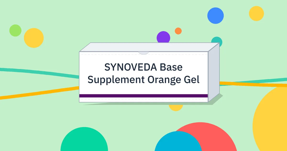 Symbolbild: Packung mit der Aufschrift SYNOVEDA Base Supplement Orange Gel (PZN 04452578) – Verfügbarkeit und Bezug in Apotheken in Frankfurt am Main