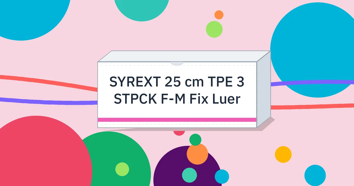 Symbolbild: Packung mit der Aufschrift SYREXT 25 cm TPE 3 STPCK F-M Fix Luer (PZN 17898413) – Verfügbarkeit und Bezug in Apotheken in Frankfurt am Main