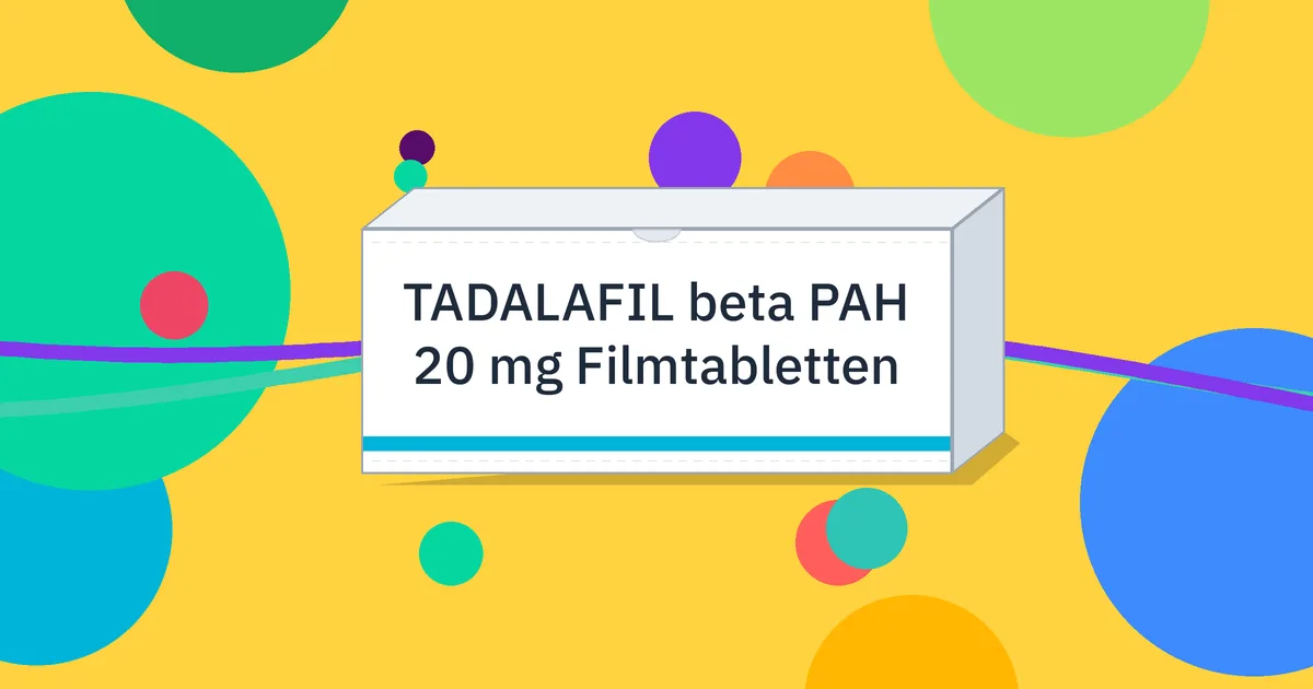 Symbolbild: Packung mit der Aufschrift TADALAFIL beta PAH 20 mg Filmtabletten (PZN 13700420) – Verfügbarkeit und Bezug in Apotheken in Frankfurt am Main