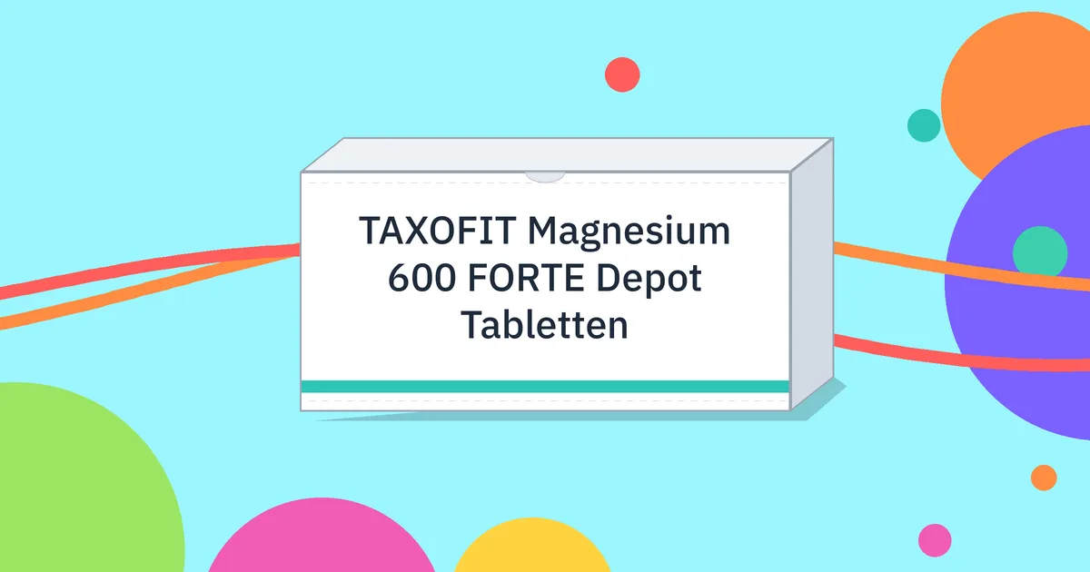 Symbolbild: Packung mit der Aufschrift TAXOFIT Magnesium 600 FORTE Depot Tabletten (PZN 10793160) – Verfügbarkeit und Bezug in Apotheken in Frankfurt am Main