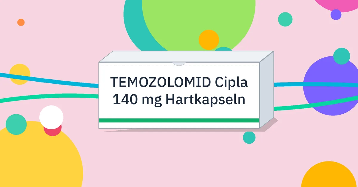 Symbolbild: Packung mit der Aufschrift TEMOZOLOMID Cipla 140 mg Hartkapseln (PZN 11715073) – Verfügbarkeit und Bezug in Apotheken in Frankfurt am Main