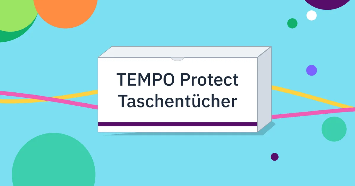 Symbolbild: Packung mit der Aufschrift TEMPO Protect Taschentücher (PZN 11513174) – Verfügbarkeit und Bezug in Apotheken in Frankfurt am Main