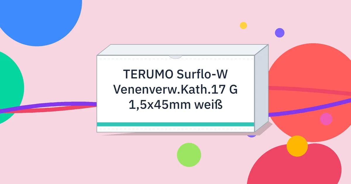 Symbolbild: Packung mit der Aufschrift TERUMO Surflo-W Venenverw.Kath.17 G 1,5x45mm weiß (PZN 18060818) – Verfügbarkeit und Bezug in Apotheken in Frankfurt am Main