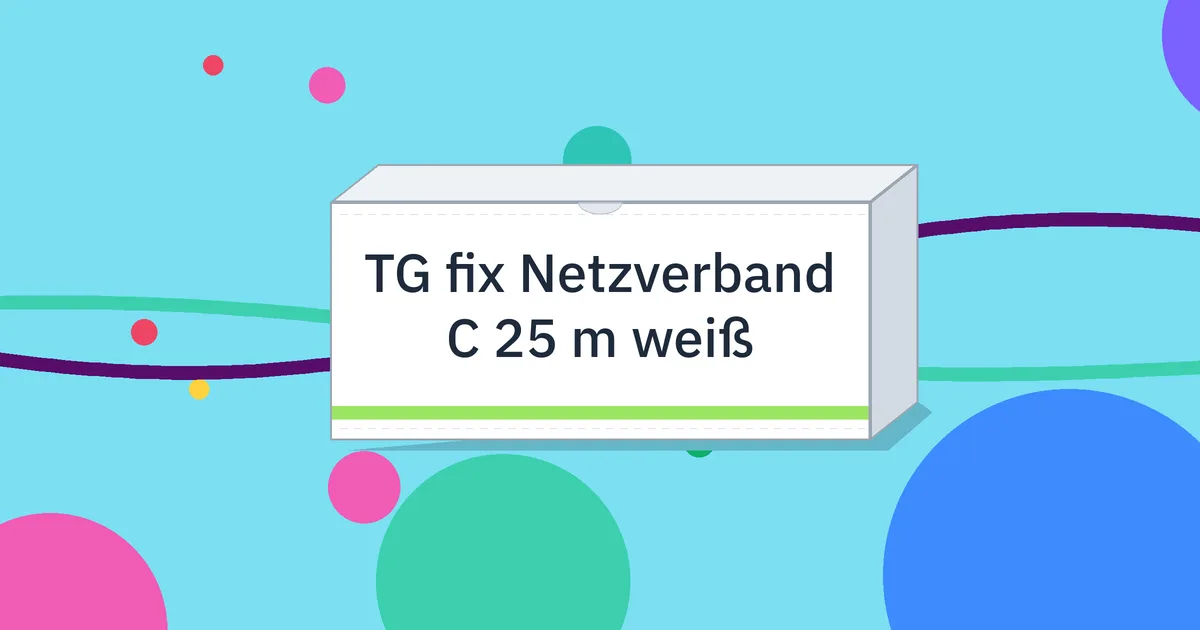 Symbolbild: Packung mit der Aufschrift TG fix Netzverband C 25 m weiß (PZN 01011566) – Verfügbarkeit und Bezug in Apotheken in Frankfurt am Main