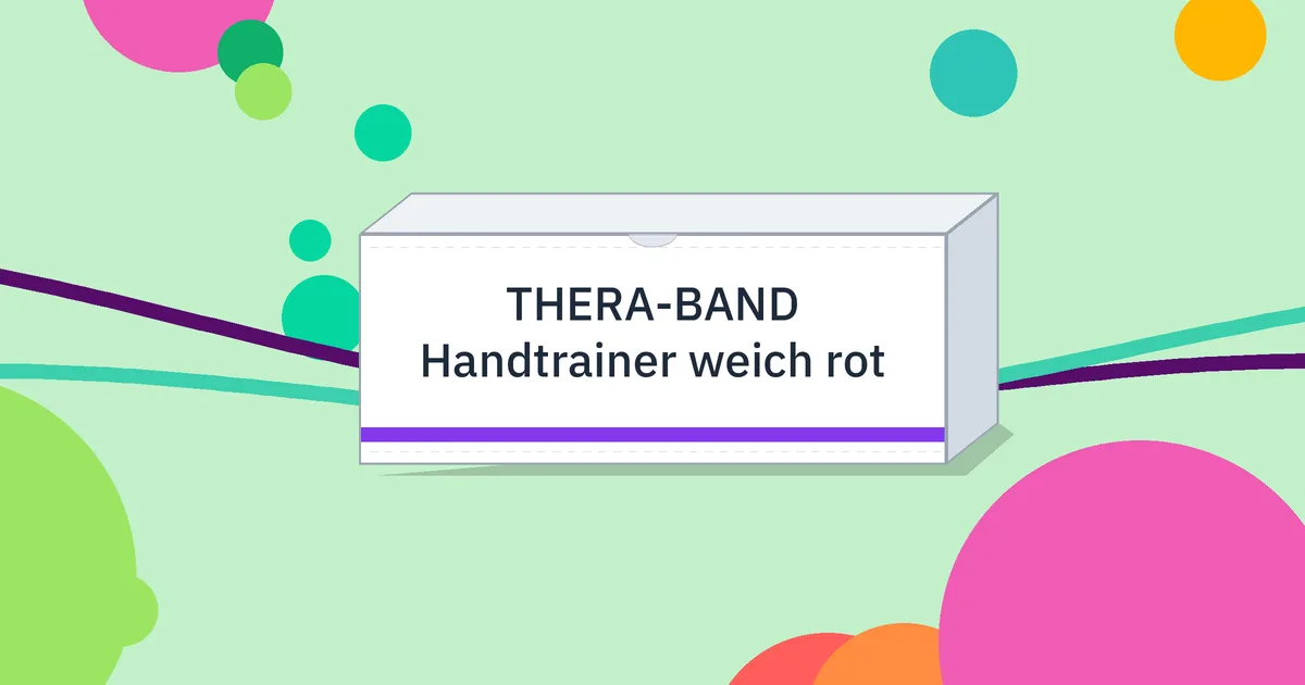 Symbolbild: Packung mit der Aufschrift THERA-BAND Handtrainer weich rot (PZN 01028058) – Verfügbarkeit und Bezug in Apotheken in Frankfurt am Main