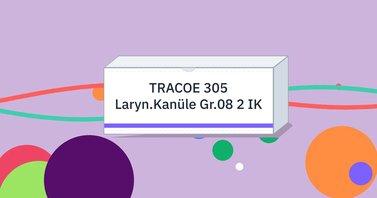 Symbolbild: Packung mit der Aufschrift TRACOE 305 Laryn.Kanüle Gr.08 2 IK (PZN 02716748) – Verfügbarkeit und Bezug in Apotheken in Frankfurt am Main