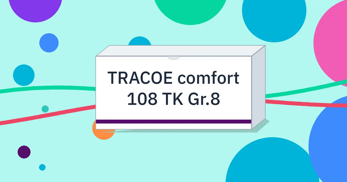 Symbolbild: Packung mit der Aufschrift TRACOE comfort 108 TK Gr.8 (PZN 10750400) – Verfügbarkeit und Bezug in Apotheken in Frankfurt am Main