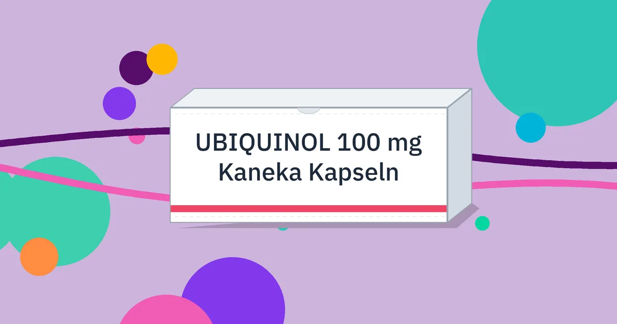 Symbolbild: Packung mit der Aufschrift UBIQUINOL 100 mg Kaneka Kapseln (PZN 14141402) – Verfügbarkeit und Bezug in Apotheken in Frankfurt am Main