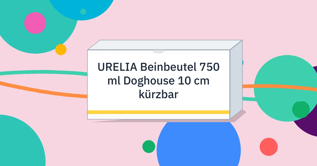 Symbolbild: Packung mit der Aufschrift URELIA Beinbeutel 750 ml Doghouse 10 cm kürzbar (PZN 18438777) – Verfügbarkeit und Bezug in Apotheken in Frankfurt am Main