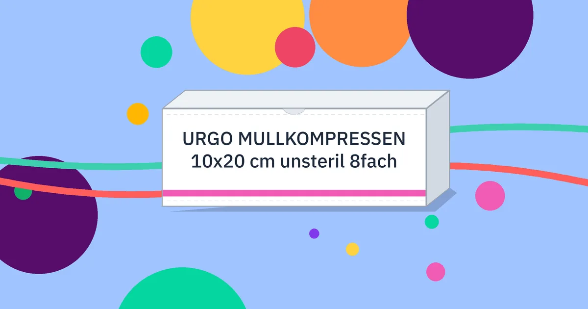 Symbolbild: Packung mit der Aufschrift URGO MULLKOMPRESSEN 10x20 cm unsteril 8fach (PZN 01103736) – Verfügbarkeit und Bezug in Apotheken in Frankfurt am Main