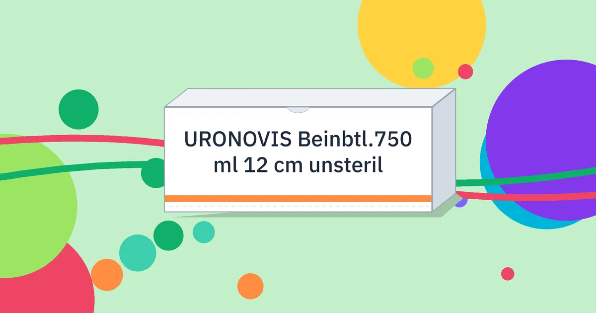 Symbolbild: Packung mit der Aufschrift URONOVIS Beinbtl.750 ml 12 cm unsteril (PZN 04444780) – Verfügbarkeit und Bezug in Apotheken in Frankfurt am Main