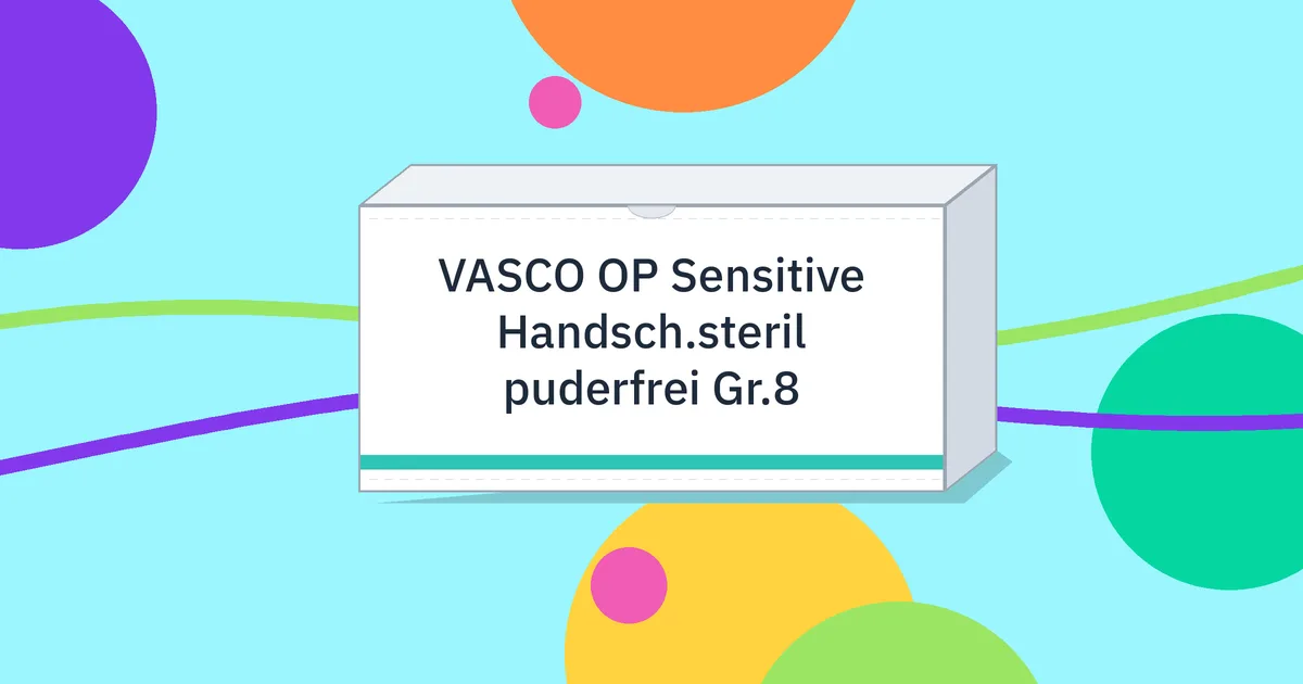 Symbolbild: Packung mit der Aufschrift VASCO OP Sensitive Handsch.steril puderfrei Gr.8 (PZN 04423861) – Verfügbarkeit und Bezug in Apotheken in Frankfurt am Main