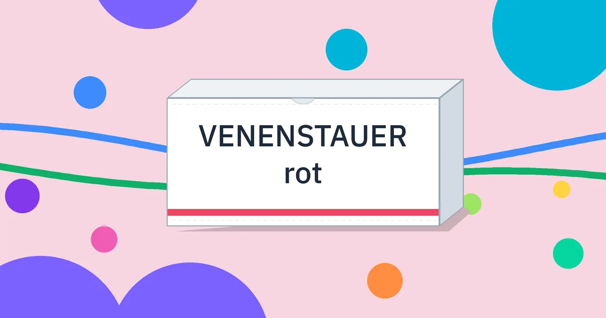 Symbolbild: Packung mit der Aufschrift VENENSTAUER rot (PZN 13947066) – Verfügbarkeit und Bezug in Apotheken in Frankfurt am Main
