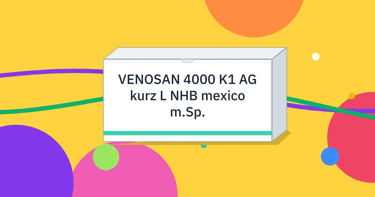 Symbolbild: Packung mit der Aufschrift VENOSAN 4000 K1 AG kurz L NHB mexico m.Sp. (PZN 14423709) – Verfügbarkeit und Bezug in Apotheken in Frankfurt am Main