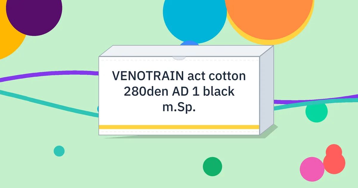 Symbolbild: Packung mit der Aufschrift VENOTRAIN act cotton 280den AD 1 black m.Sp. (PZN 16209713) – Verfügbarkeit und Bezug in Apotheken in Frankfurt am Main