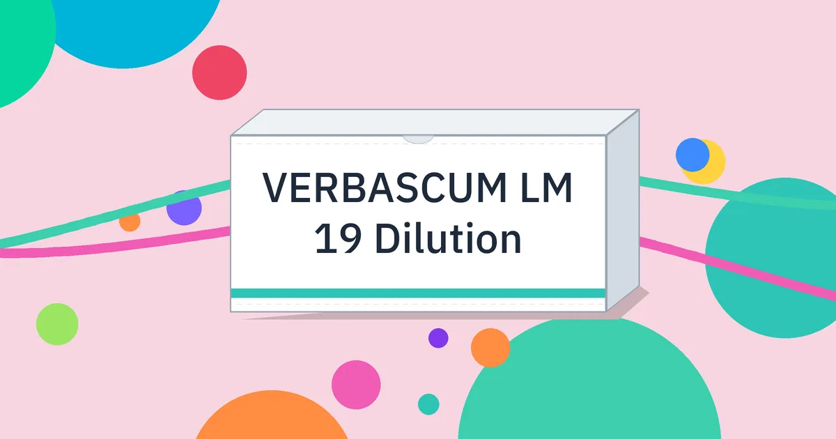 Symbolbild: Packung mit der Aufschrift VERBASCUM LM 19 Dilution (PZN 13266308) – Verfügbarkeit und Bezug in Apotheken in Frankfurt am Main