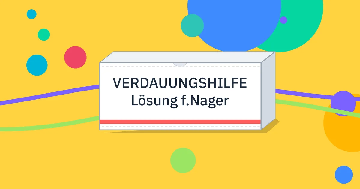 Symbolbild: Packung mit der Aufschrift VERDAUUNGSHILFE Lösung f.Nager (PZN 03674851) – Verfügbarkeit und Bezug in Apotheken in Frankfurt am Main