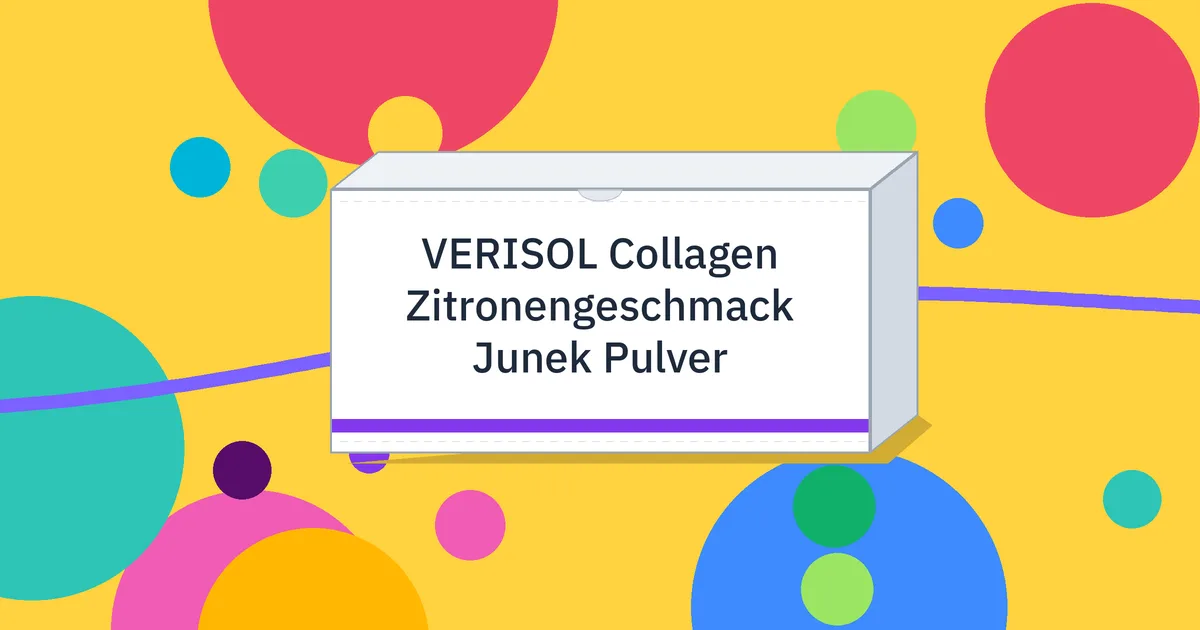 Symbolbild: Packung mit der Aufschrift VERISOL Collagen Zitronengeschmack Junek Pulver (PZN 19207011) – Verfügbarkeit und Bezug in Apotheken in Frankfurt am Main