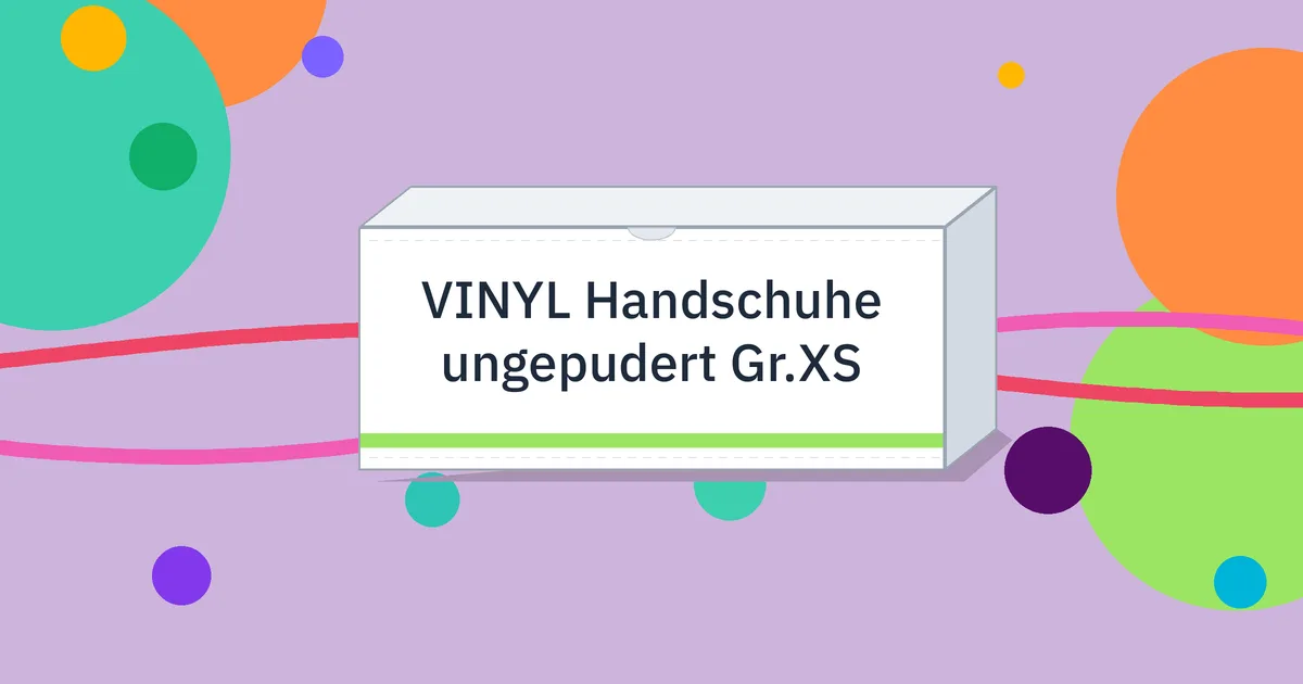 Symbolbild: Packung mit der Aufschrift VINYL Handschuhe ungepudert Gr.XS (PZN 03691298) – Verfügbarkeit und Bezug in Apotheken in Frankfurt am Main