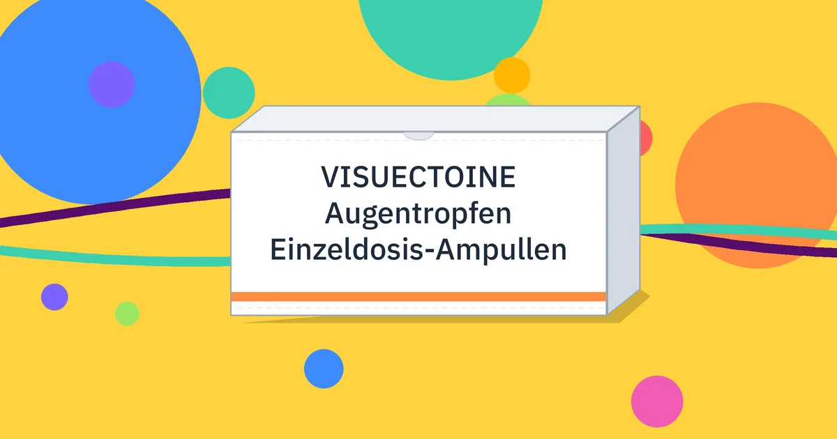 Symbolbild: Packung mit der Aufschrift VISUECTOINE Augentropfen Einzeldosis-Ampullen (PZN 17394032) – Verfügbarkeit und Bezug in Apotheken in Frankfurt am Main
