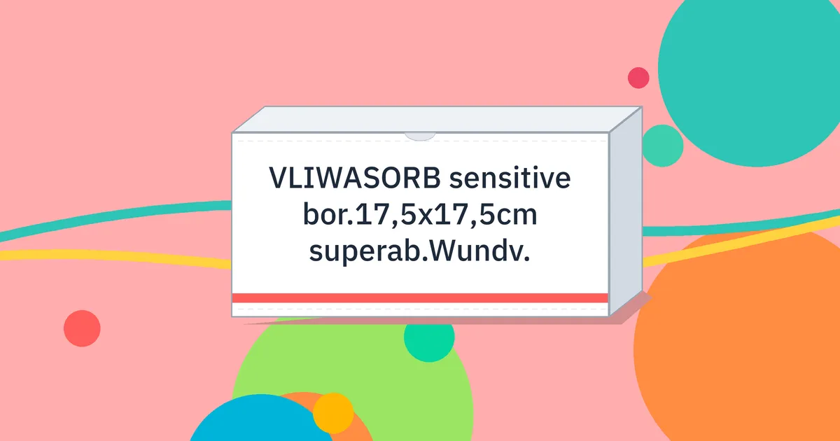 Symbolbild: Packung mit der Aufschrift VLIWASORB sensitive bor.17,5x17,5cm superab.Wundv. (PZN 20328027) – Verfügbarkeit und Bezug in Apotheken in Frankfurt am Main