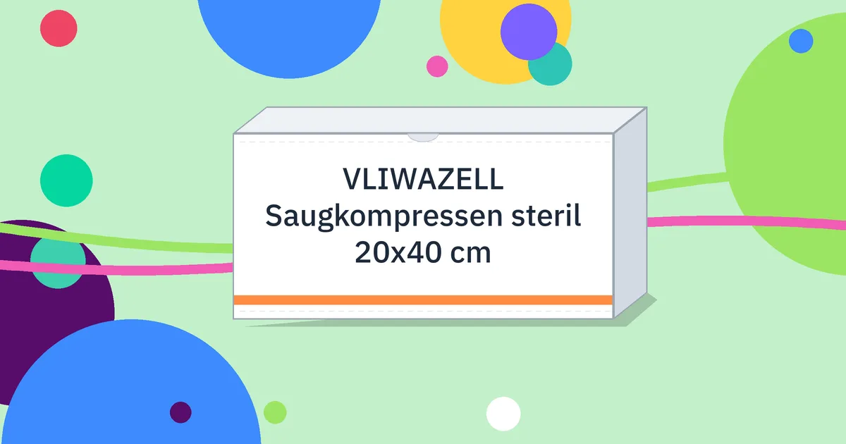 Symbolbild: Packung mit der Aufschrift VLIWAZELL Saugkompressen steril 20x40 cm (PZN 18681006) – Verfügbarkeit und Bezug in Apotheken in Frankfurt am Main