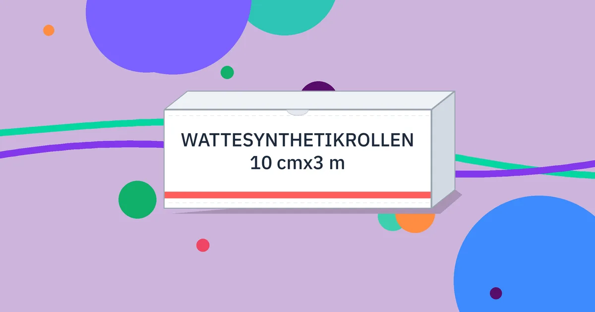 Symbolbild: Packung mit der Aufschrift WATTESYNTHETIKROLLEN 10 cmx3 m (PZN 05746164) – Verfügbarkeit und Bezug in Apotheken in Frankfurt am Main