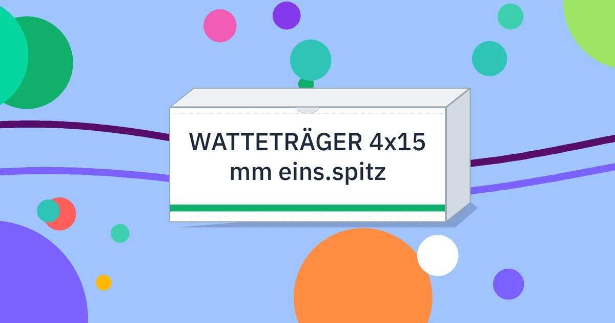 Symbolbild: Packung mit der Aufschrift WATTETRÄGER 4x15 mm eins.spitz (PZN 02446651) – Verfügbarkeit und Bezug in Apotheken in Frankfurt am Main