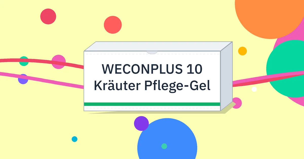 Symbolbild: Packung mit der Aufschrift WECONPLUS 10 Kräuter Pflege-Gel (PZN 07034338) – Verfügbarkeit und Bezug in Apotheken in Frankfurt am Main