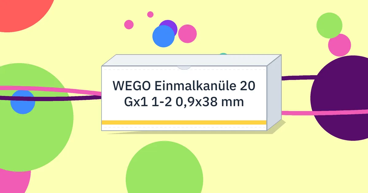 Symbolbild: Packung mit der Aufschrift WEGO Einmalkanüle 20 Gx1 1-2 0,9x38 mm (PZN 18859533) – Verfügbarkeit und Bezug in Apotheken in Frankfurt am Main
