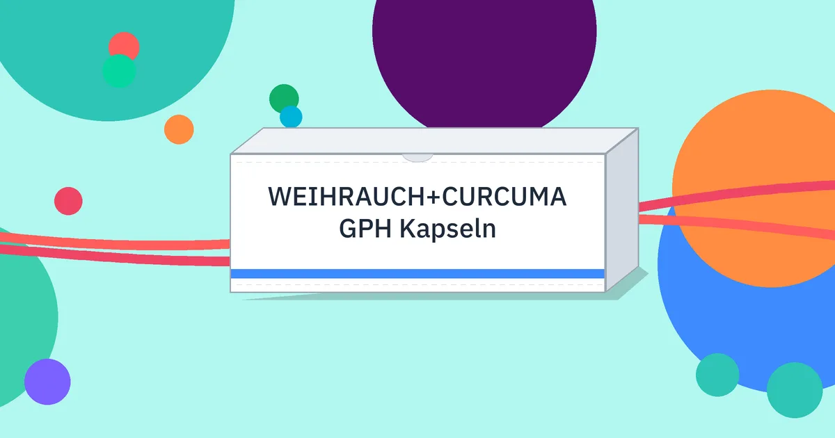 Symbolbild: Packung mit der Aufschrift WEIHRAUCH+CURCUMA GPH Kapseln (PZN 16570840) – Verfügbarkeit und Bezug in Apotheken in Frankfurt am Main