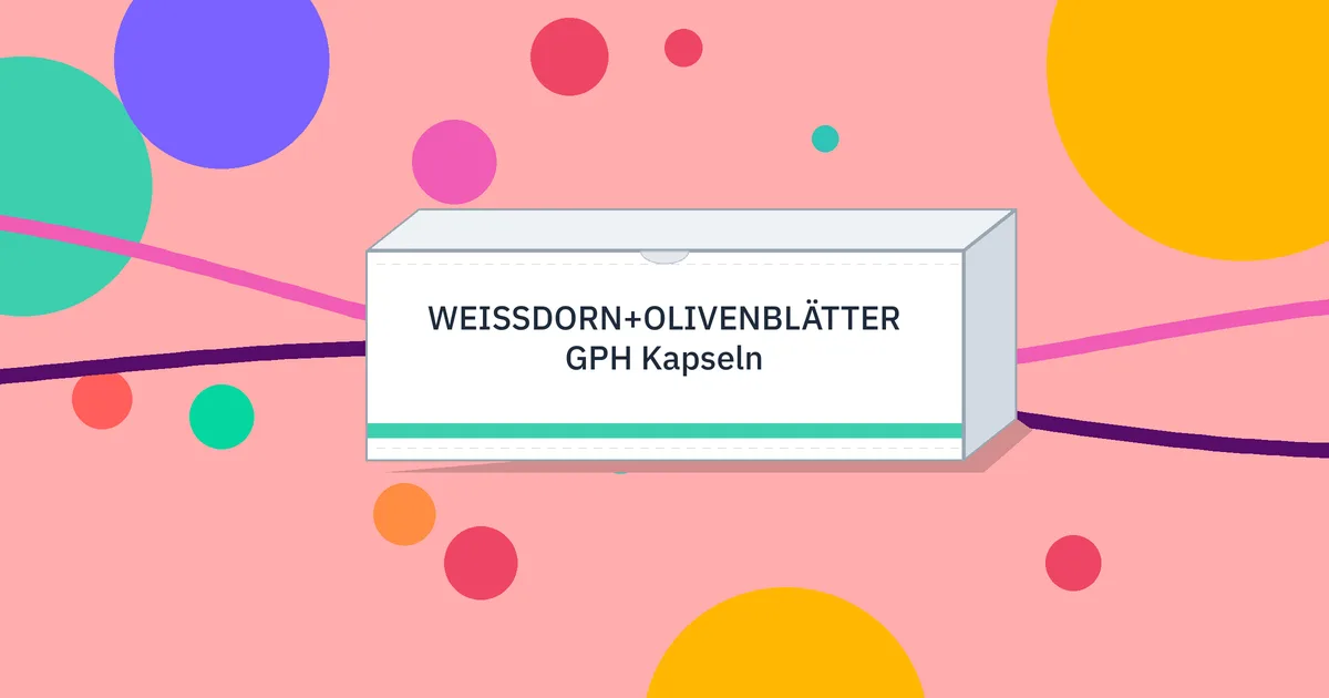 Symbolbild: Packung mit der Aufschrift WEISSDORN+OLIVENBLÄTTER GPH Kapseln (PZN 00966642) – Verfügbarkeit und Bezug in Apotheken in Frankfurt am Main