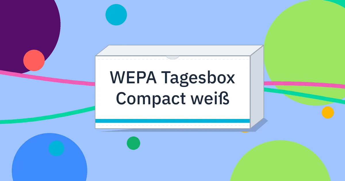 Symbolbild: Packung mit der Aufschrift WEPA Tagesbox Compact weiß (PZN 18878105) – Verfügbarkeit und Bezug in Apotheken in Frankfurt am Main