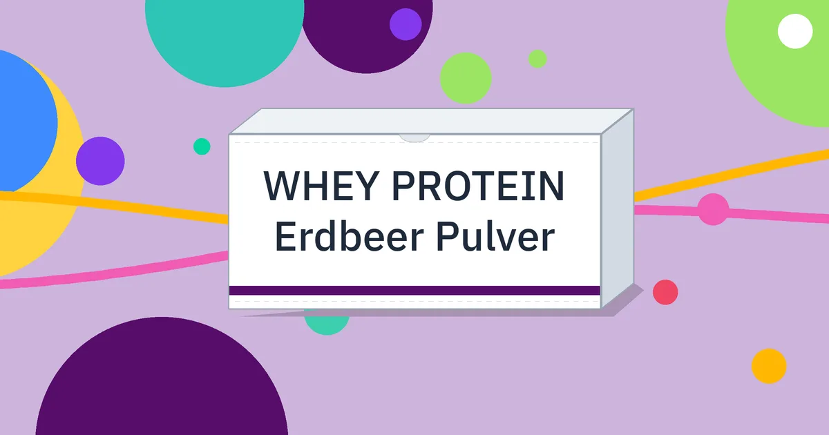Symbolbild: Packung mit der Aufschrift WHEY PROTEIN Erdbeer Pulver (PZN 07407957) – Verfügbarkeit und Bezug in Apotheken in Frankfurt am Main