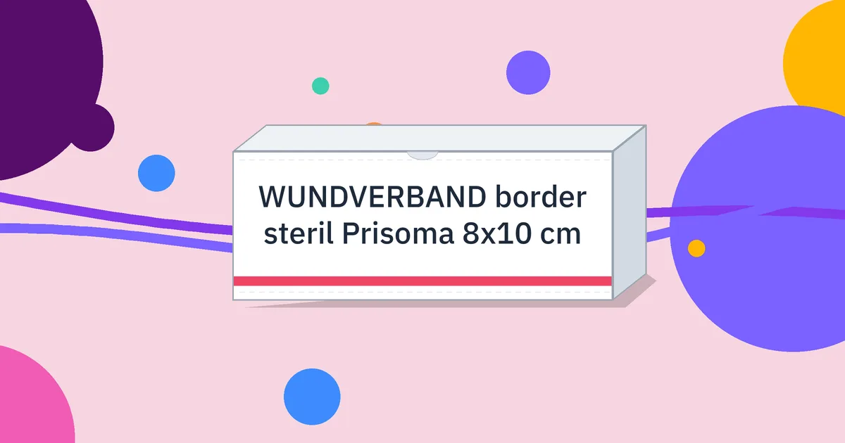 Symbolbild: Packung mit der Aufschrift WUNDVERBAND border steril Prisoma 8x10 cm (PZN 19697044) – Verfügbarkeit und Bezug in Apotheken in Frankfurt am Main