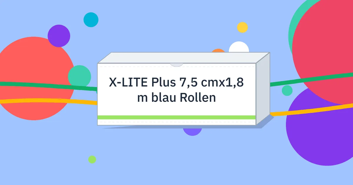 Symbolbild: Packung mit der Aufschrift X-LITE Plus 7,5 cmx1,8 m blau Rollen (PZN 14441512) – Verfügbarkeit und Bezug in Apotheken in Frankfurt am Main