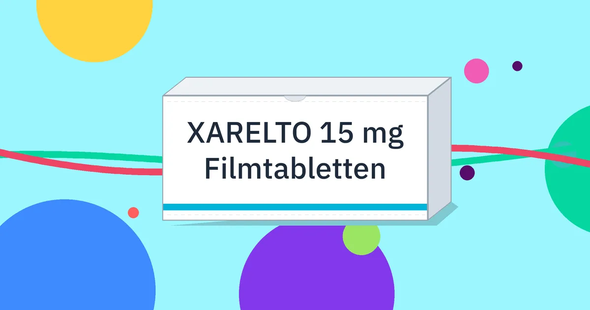 Symbolbild: Packung mit der Aufschrift XARELTO 15 mg Filmtabletten (PZN 10393696) – Verfügbarkeit und Bezug in Apotheken in Frankfurt am Main