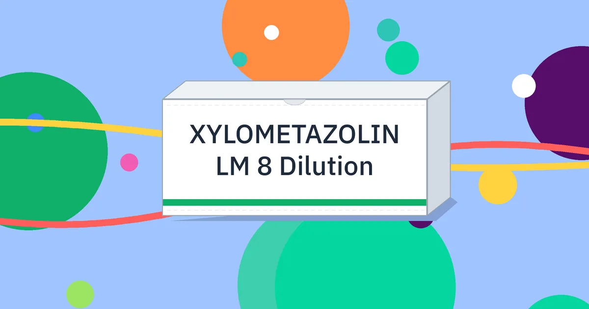 Symbolbild: Packung mit der Aufschrift XYLOMETAZOLIN LM 8 Dilution (PZN 13283181) – Verfügbarkeit und Bezug in Apotheken in Frankfurt am Main