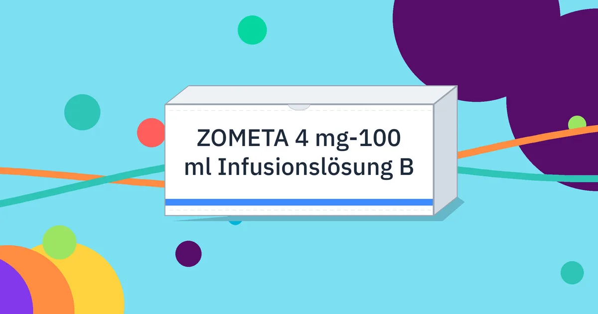 Symbolbild: Packung mit der Aufschrift ZOMETA 4 mg-100 ml Infusionslösung B (PZN 11554061) – Verfügbarkeit und Bezug in Apotheken in Frankfurt am Main