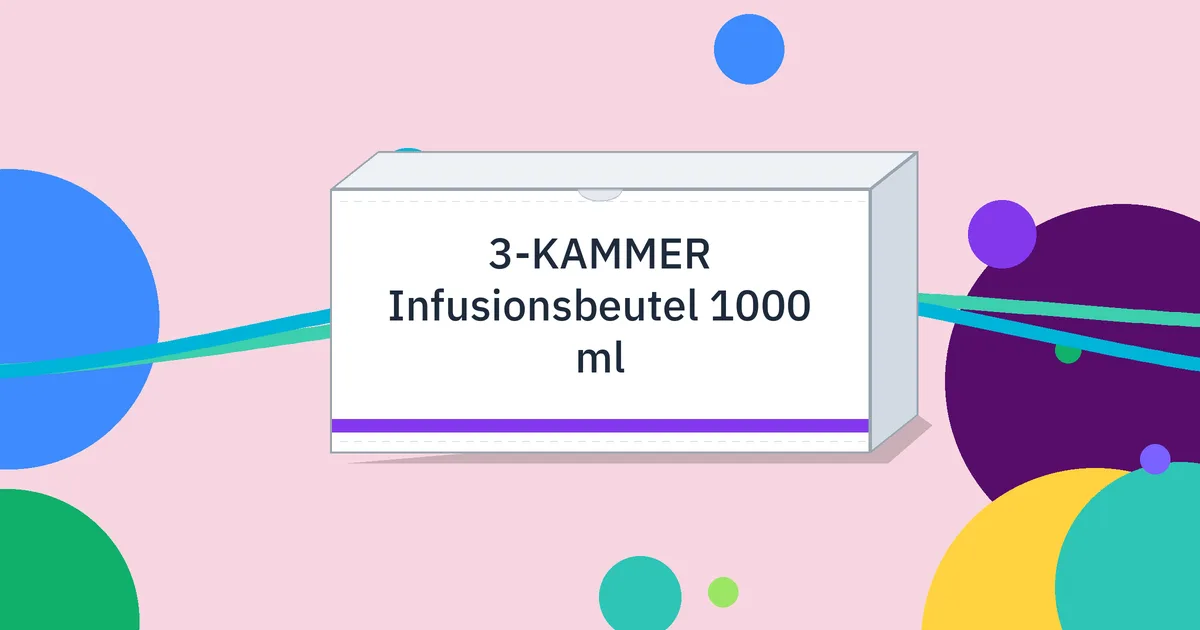 Symbolbild: Packung mit der Aufschrift 3-KAMMER Infusionsbeutel 1000 ml (PZN 04990063) – Verfügbarkeit und Bezug in Apotheken in Frankfurt am Main