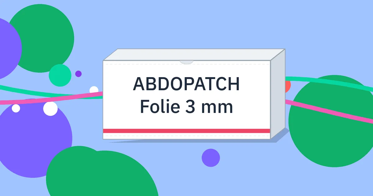 Symbolbild: Packung mit der Aufschrift ABDOPATCH Folie 3 mm (PZN 03383272) – Verfügbarkeit und Bezug in Apotheken in Frankfurt am Main