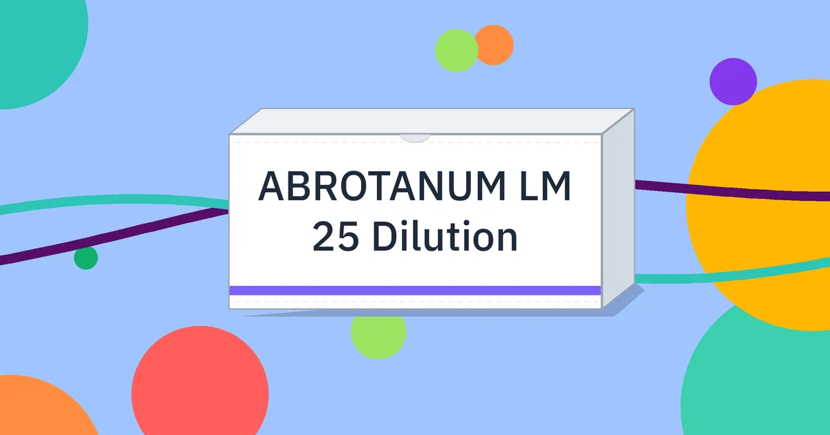 Symbolbild: Packung mit der Aufschrift ABROTANUM LM 25 Dilution (PZN 12750781) – Verfügbarkeit und Bezug in Apotheken in Frankfurt am Main