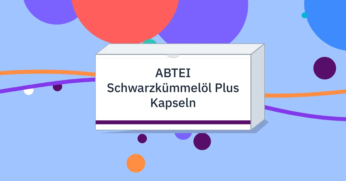 Symbolbild: Packung mit der Aufschrift ABTEI Schwarzkümmelöl Plus Kapseln (PZN 07043076) – Verfügbarkeit und Bezug in Apotheken in Frankfurt am Main
