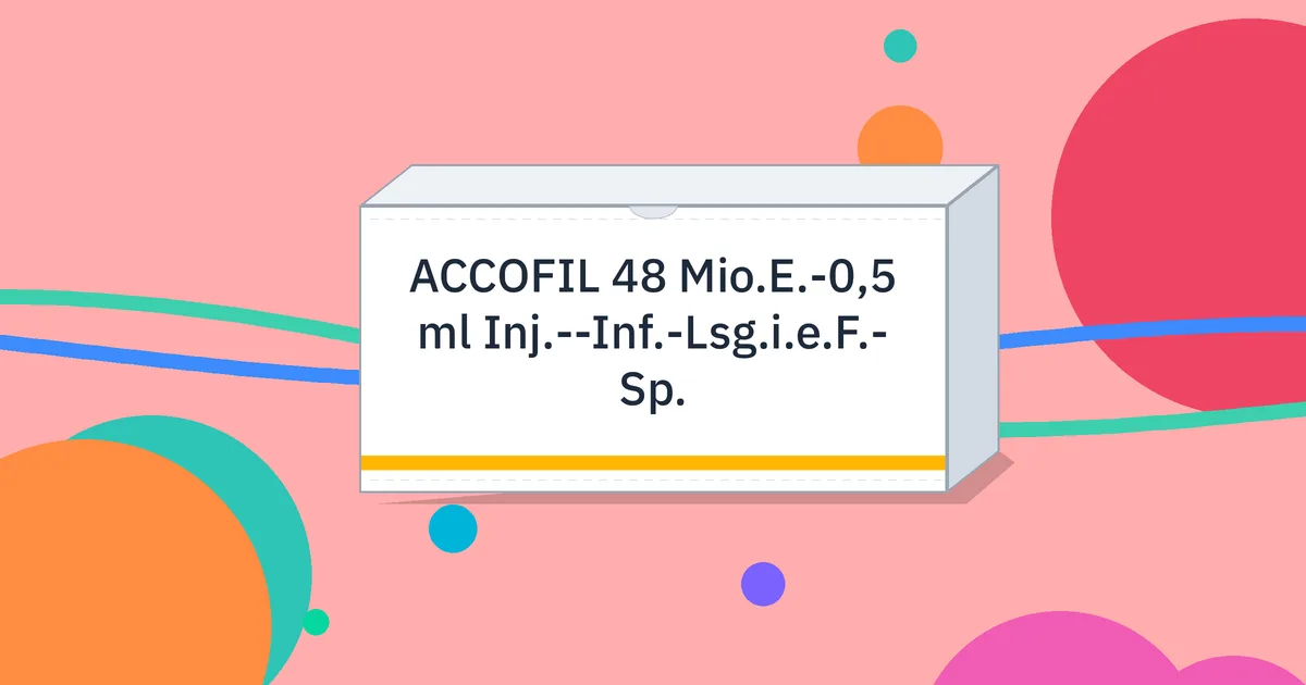 Symbolbild: Packung mit der Aufschrift ACCOFIL 48 Mio.E.-0,5 ml Inj.--Inf.-Lsg.i.e.F.-Sp. (PZN 16004017) – Verfügbarkeit und Bezug in Apotheken in Frankfurt am Main