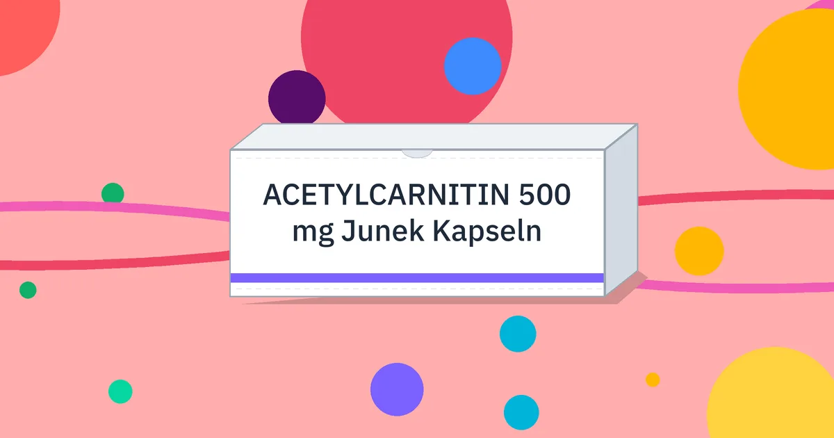 Symbolbild: Packung mit der Aufschrift ACETYLCARNITIN 500 mg Junek Kapseln (PZN 00136484) – Verfügbarkeit und Bezug in Apotheken in Frankfurt am Main