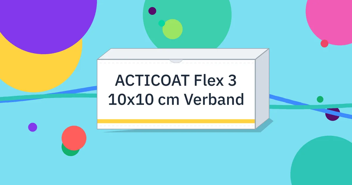 Symbolbild: Packung mit der Aufschrift ACTICOAT Flex 3 10x10 cm Verband (PZN 15384176) – Verfügbarkeit und Bezug in Apotheken in Frankfurt am Main