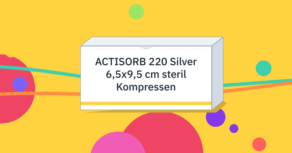 Symbolbild: Packung mit der Aufschrift ACTISORB 220 Silver 6,5x9,5 cm steril Kompressen (PZN 03485630) – Verfügbarkeit und Bezug in Apotheken in Frankfurt am Main
