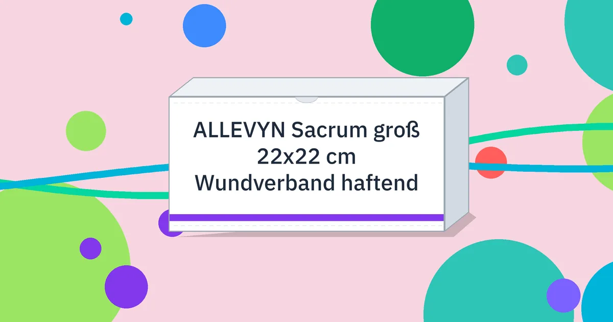 Symbolbild: Packung mit der Aufschrift ALLEVYN Sacrum groß 22x22 cm Wundverband haftend (PZN 19904939) – Verfügbarkeit und Bezug in Apotheken in Frankfurt am Main