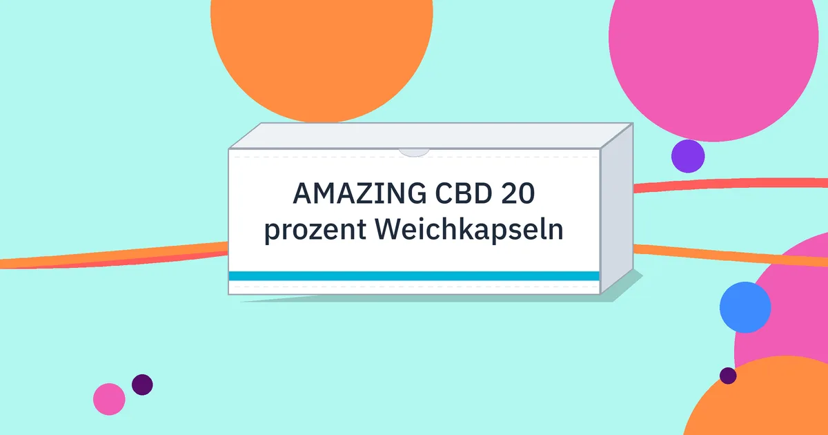 Symbolbild: Packung mit der Aufschrift AMAZING CBD 20 prozent Weichkapseln (PZN 20102346) – Verfügbarkeit und Bezug in Apotheken in Frankfurt am Main