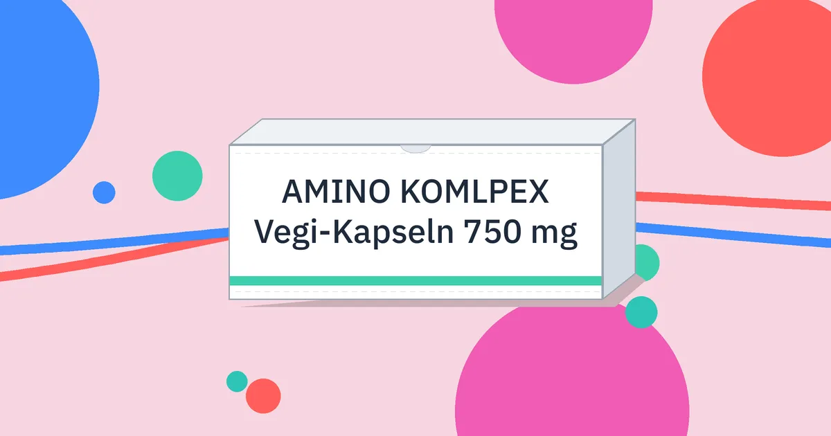 Symbolbild: Packung mit der Aufschrift AMINO KOMLPEX Vegi-Kapseln 750 mg (PZN 16170164) – Verfügbarkeit und Bezug in Apotheken in Frankfurt am Main